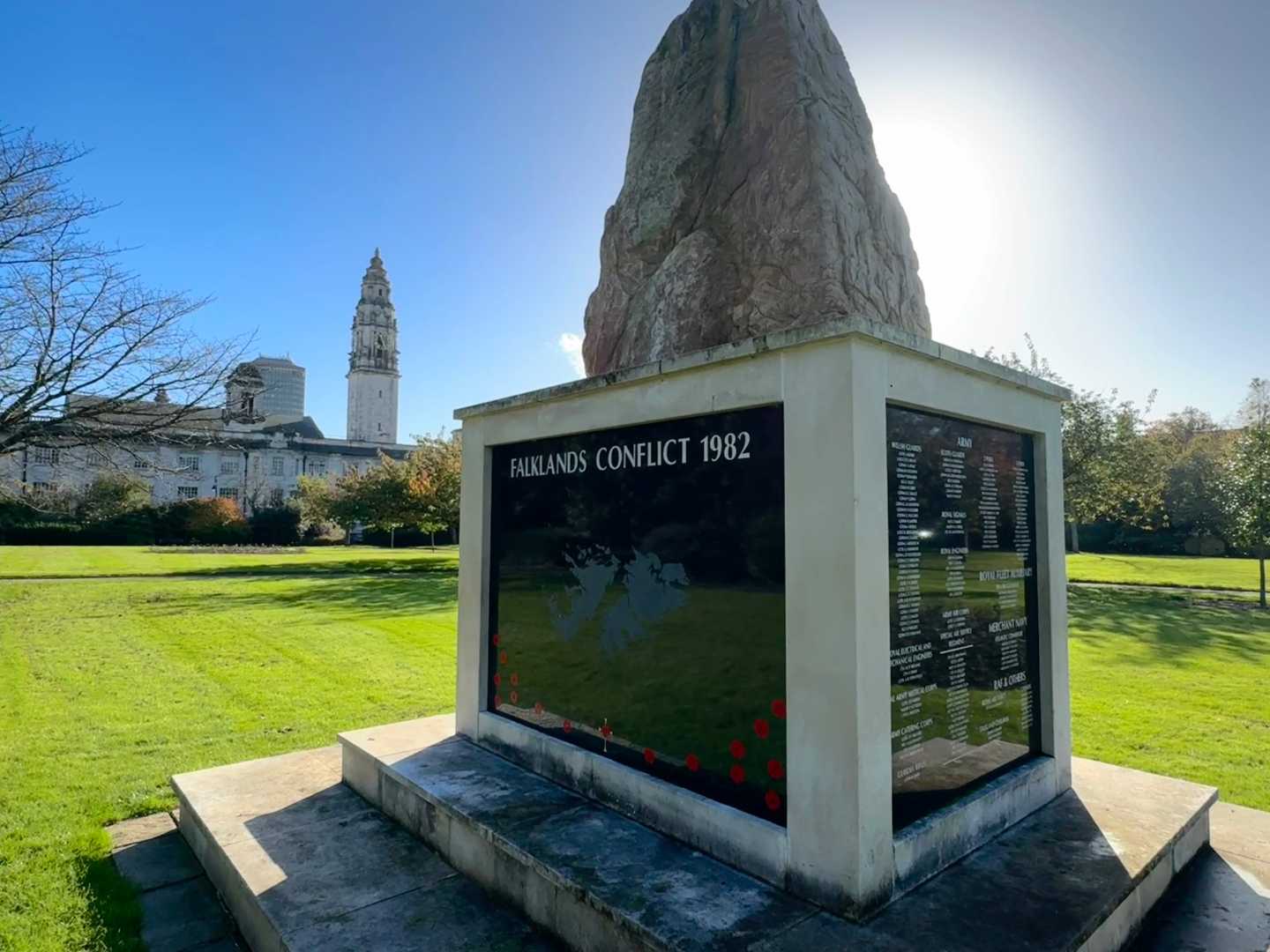 Statue of Falklands Memorial in Cardiff - Cardiff News Plus